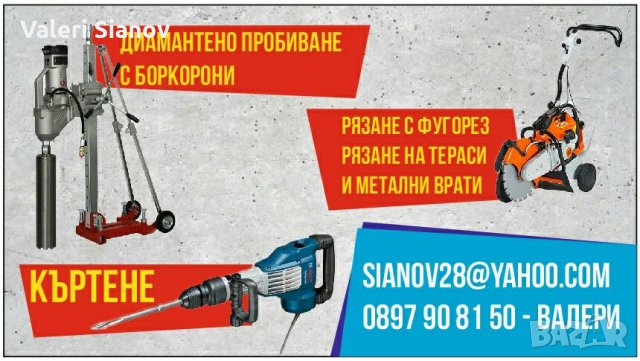 Диамантено пробиване и Ръчно рязане на Армиран бетон в ВиК услуги в гр София Id28891819