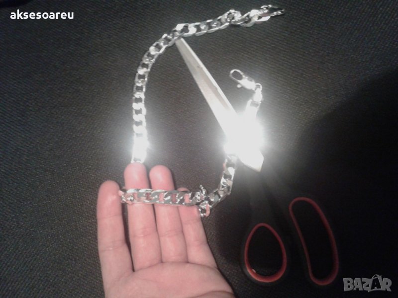 Посребрен масивен мъжки ланец колие картие 12 mm 50 см бижутерия ...