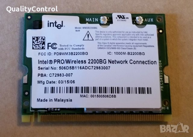 Intel Pro/Wireless 2200BG 802.11B/G Mini PCI Network Card WIFI в Части ...