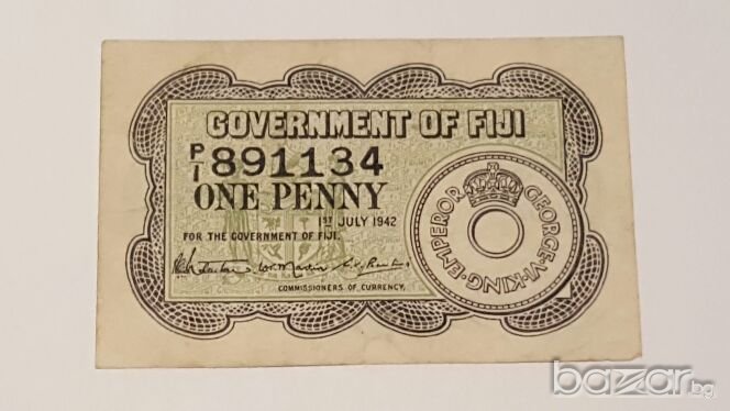 X RARE 1942 GOVERNMENT OF FIJI PENNY NOTE в Нумизматика и бонистика в ...