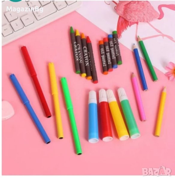 Комплект за рисуване и оцветяване в дървен куфар /180 части komplekt za ...