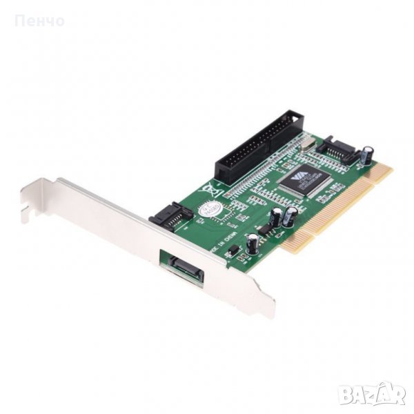 3 Sata Serial Ata IDE Port Pci Card to Sata карта с кабел разклонител ...