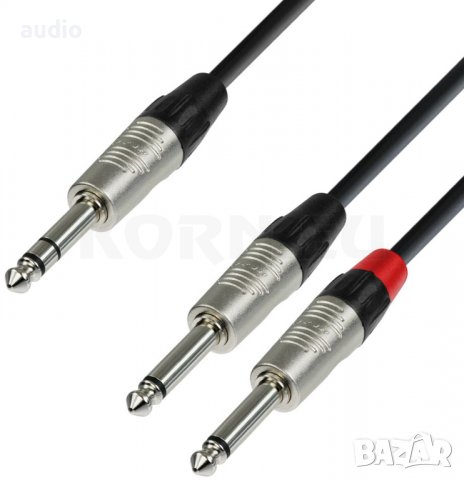 Кабел 6.3mm мъжки стерео - 2×6.3mm мъжки моно 2м LEXIS в Други в гр ...