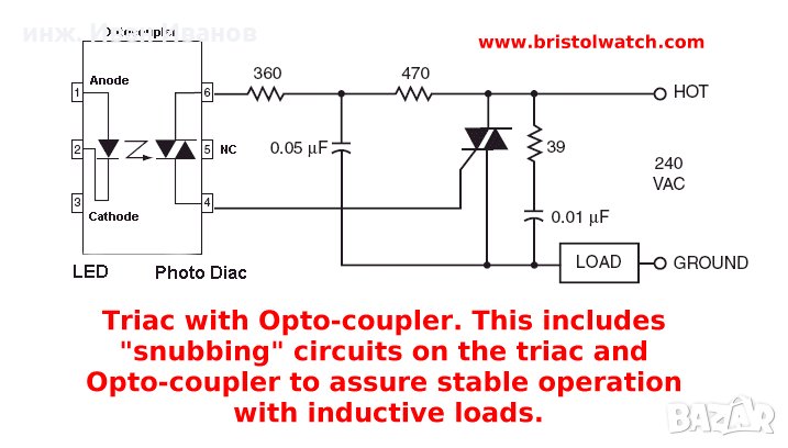 MOC3023 Opto-Coupler DIP8 with Triac Output 400V AC в Друга електроника ...