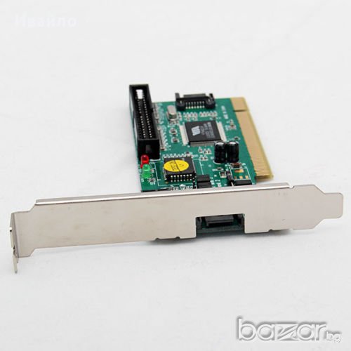 3 Sata Serial Ata IDE Port Pci Card to Sata карта с кабел разклонител ...